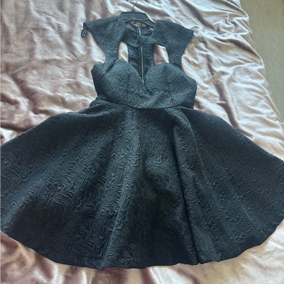 Angel Biba | Dresses | Angel Biba Black Cutout Jacquard Mini Dress Xs ...